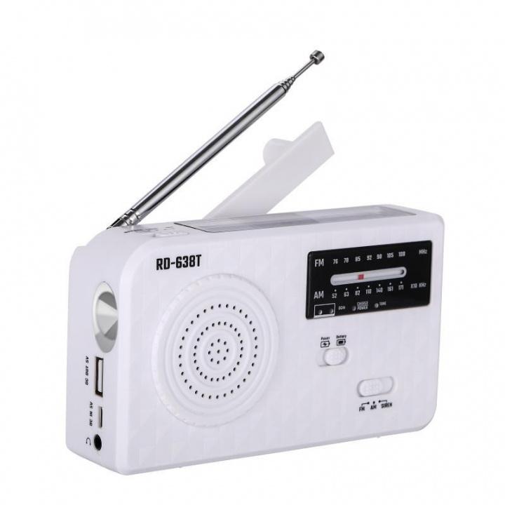 Multifunktionell Vevradio med LED-lampa - FM-radio, USB, Solcell ...