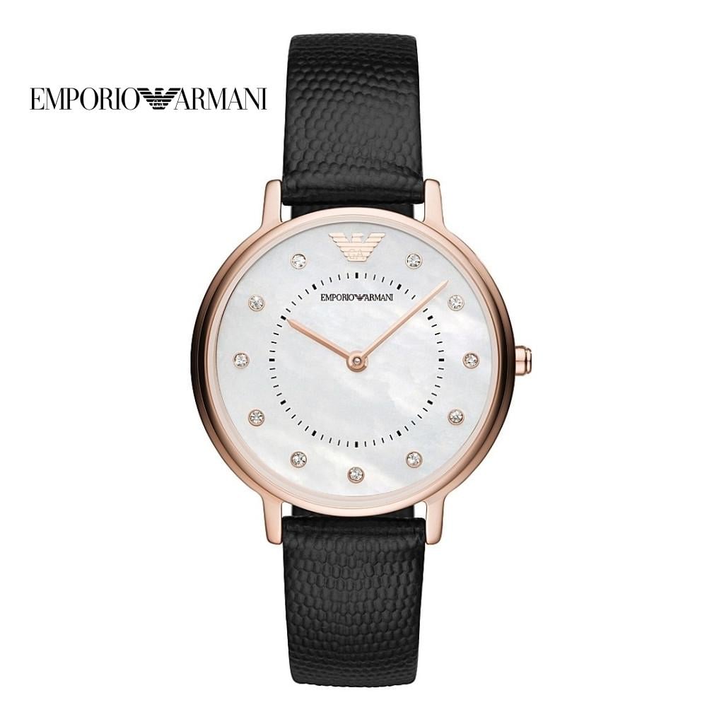 Emporio Armani Svart Äkta Läder AR80011 Damklocka | Let’s deal