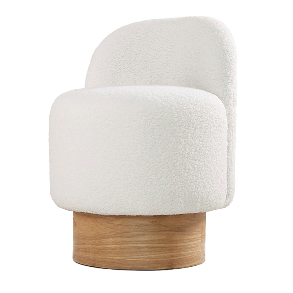 Monre Teddy rund sittpuff med ryggstöd vit | Let’s deal