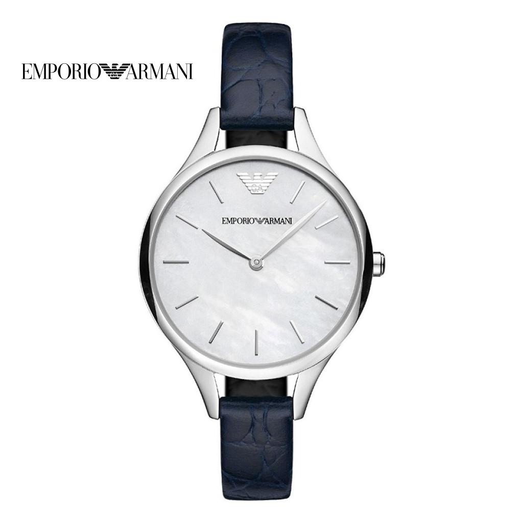 Emporio Armani Blå Äkta Läder AR11090 Damklocka | Let’s deal